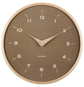 Karlsson 5995MG designové nástěnné hodiny hnědá, pr. 30 cm