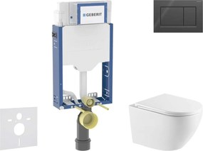 Geberit Kombifix - Set předstěnové instalace, klozetu Oudee a sedátka softclose, tlačítko Sigma20, černá lesk/černá mat SANI15CA5157