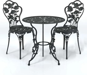 3dílný bistro set litý hliník černý 317739
