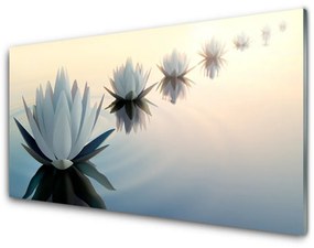Obraz na skle Vodní Lilie Bílý Leknín 120x60 cm
