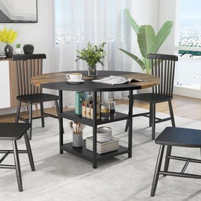 Costway Φ 120 cm Kulatý jídelní stůl pro 4-6 osob Dvoubarevný s kovovým rámem