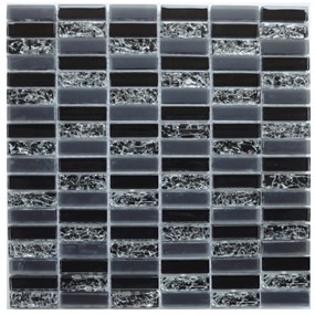 Skleněná mozaika Premium Mosaic černá 30x30 cm lesk MOS4815CRBK
