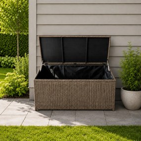 Ratanový zahradní úložný box BestBerg BBRF-B1BN / 350 l / 115 × 55 × 57 cm / hnědá