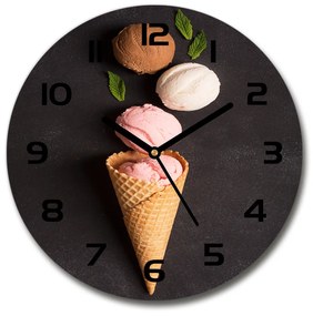 Wallmuralia Skleněné hodiny kulaté Zmrzlina v oplátku fi 30 cm