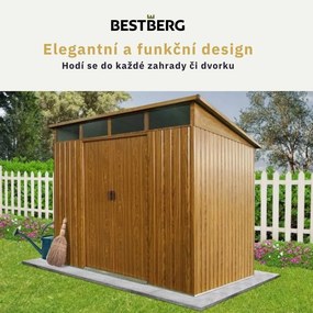 Zahradní domek BestBerg ZDSL-4D / 4,6 m² / 238 x 194 x 202 cm / dekor dřevo/hnědá