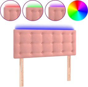 Čelo postele s LED růžové 80 x 5 x 78/88 cm samet 3122081