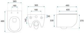 Rea Carlo Tornado Rimless, závěsná WC mísa 490x365x370 mm + toaletní sedátko, bílá-zlatý okraj, REA-C4800