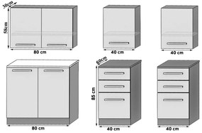 Kuchyňská linka Belini 160 cm bílý mat s pracovní deskou Kompakto2  TOR KOMPAKTO2/2/WT/WT/0/B1