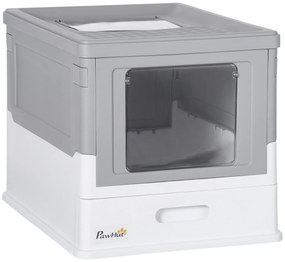 PawHut Podestýlka PawHut, kočičí box s víkem, kočičí domeček s podstavcem, lopatka, deodorační box, plast, 47,5 x 35,5 x 36,7 cm | Aosom