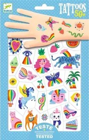 DJECO Tetování Duha / Dočasné tetování / 2 archy / 50+ motivů