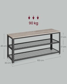 Botník VASAGLE Leggy 100 cm černý/šedý