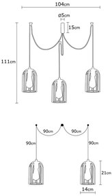 Černé závěsné svítidlo pro 3 žárovky Opviq lights Pamukkale
