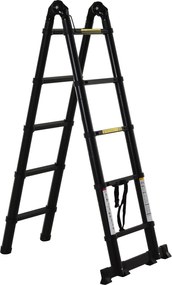 DURHAND Telescopická Skládací Multifunkční Stabilní A Rám Cestovní 10-Štěrbinový Žebřík 3 Způsoby Podporuje 150 kg Hliník 320x67x7 cm Černý | Aosom