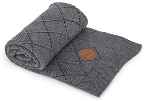 Ceba Pletená deka v dárkovém balíčku 90 x 90 cm Rýžový vzor Tmavě šedá