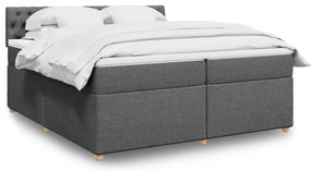 Box spring postel s matrací tmavě šedá 200x200 cm textil 3289095