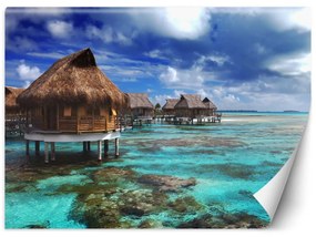 Fototapeta, Tropický domek na pláži - voda - 250x175 cm