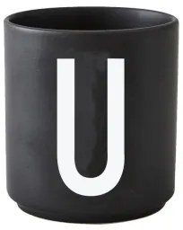 Černý porcelánový hrnek Letter U Design Letters