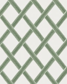 Bílo-zelená vliesová geometrická tapeta na zeď, 120634, Retreat, Graham&Brown Premium