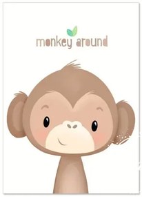 Obrázek na plátně - zvířátka s povzbuzujícím nápisem Motiv: TX2095E opice, Rozměry (cm): 15x20 cm