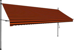 Ručně zatahovací markýza s LED světlem 400 cm oranžovo-hnědá 145882