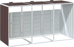 vidaXL Box na 3 popelnice 216 x 81 x 115 cm ocel [4006182] Barva: Hnědá