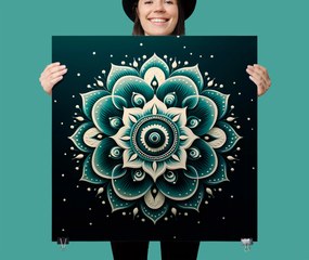 Plakát - Smaragdová mandala FeelHappy.cz Velikost plakátu: 40 x 40 cm