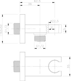 Sapho Držák sprchy hranatý pevný s vyústěním zlato mat AQ591GB