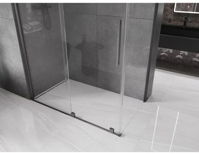 Mexen Velar, sprchový kout s posuvnými dveřmi 150(dveře) x 70(stěna) cm, 8mm čiré sklo, grafitová matná, 871-150-070-01-66