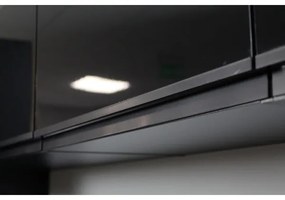 Rohová kuchyně Brick pravý roh 300x182 cm (černá lesk/craft)