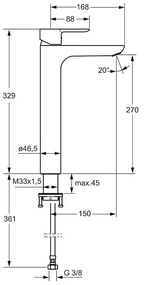 Hansa Umyvadlová stojánková páková baterie HANSALIGNA zvýšená bez výpusti 6032203