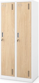 Šatní skříňka pro zaměstnance 4-boxová, bílá/dub sonoma, 800x1800x500 mm: KACPER Eco Design