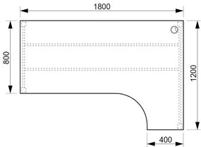 Kancelářský stůl Hobis Ergo levý UE 1800L, deskaakát, bílá RAL 9016
