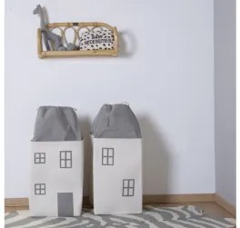 CHILDHOME box na hračky - dům grey/off white