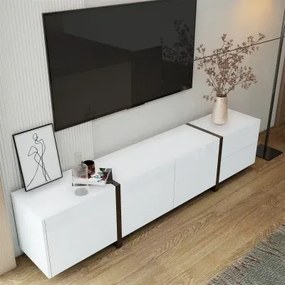 Aosom TV stojan s nízkou skříňkou, LED světelným pásem, 170 x 30 x 39 cm, bílá