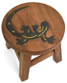 Stolička dřevěná dekor ještěrka