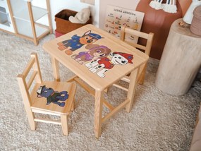 ČistéDřevo Dřevěný dětský stoleček s židličkami - Tlapková patrola