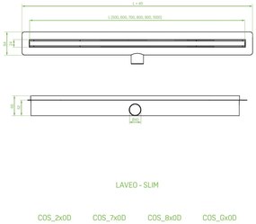 Laveo Slim, sprchový žlab 50cm, zlatá, LAV-COS_G50D
