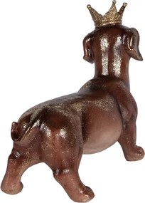 Hnědá dekorace jezevčík s korunkou Dachshund - 35*14*28 cm