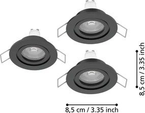 Eglo 902237 -SADA 3xLED Kou. podh. svítidlo BARRANCO 1xGU10/4,5W/230V IP44 černá