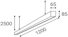 Led2 Lineární závěsné LED svítidlo LINO II 120 cm Barva: Černá, Stmívání: On-Off, Vyzařování světla: dolů