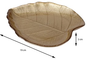 Dekorační skleněný podnos Leaf, 19x16 cm