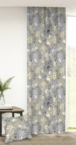 Závěs dekorační nebo látka, Fine Jasanové listí, šedý a okrový, 150 cm 150 cm