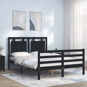 vidaXL Rám postele s čelem 120 x 200 cm masivní dřevo [3194049] Barva: Černá