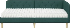 Rohový rám postele Tmavě zelená 100 x 200 cm textil 3394129