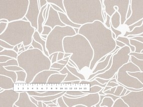 Biante Bavlněný povlak na polštář s lemem Sandra SA-270 Bílé designové květiny na béžovém 60 x 60 cm