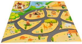 ECO TOYS Dětské pěnové puzzle 93,5x93,5cm, hrací deka, podložka na zem Safari, 9 dílů
