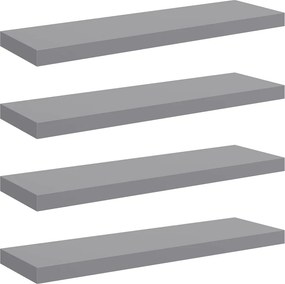 Plovoucí nástěnné police 4 ks šedé 80 x 23,5 x 3,8 cm MDF 323858