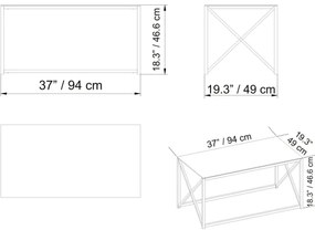 Konferenční stolek ILIOMAR 46,6x94 cm zlatá/černá