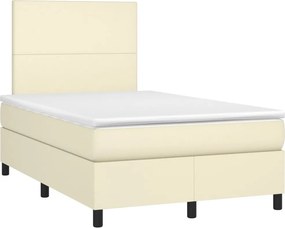 Box spring postel s matrací a LED krémová 120x200 cm umělá kůže 3135815