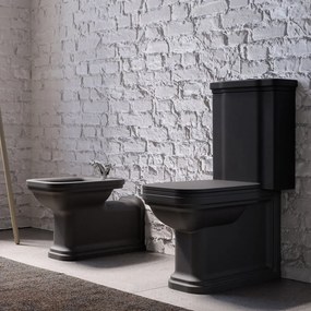 Kerasan Kerasan, WALDORF WC kombi mísa 40x68cm, spodní/zadní odpad, černá mat, 411731